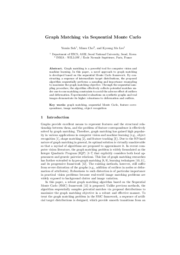 Pdf Graph Matching Via Sequential Monte Carlo