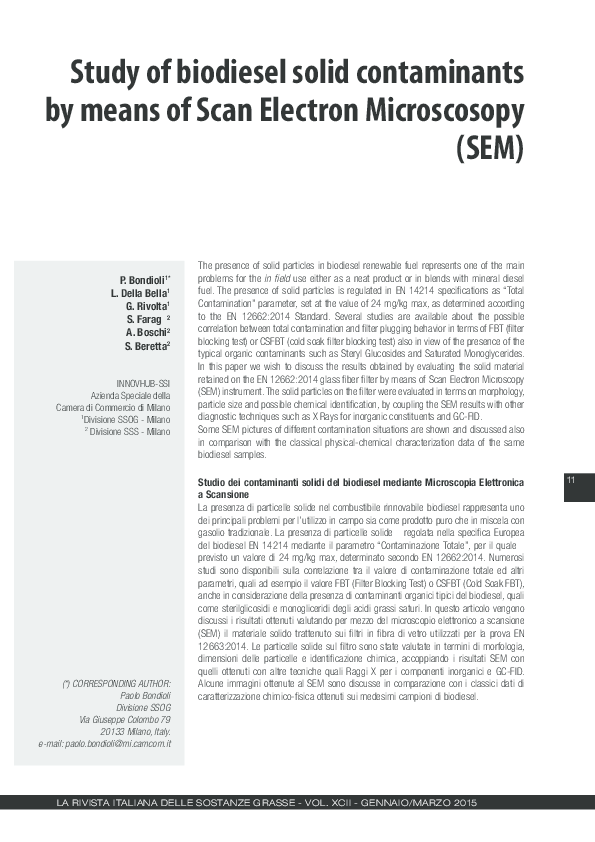 (PDF) Study of biodiesel solid contaminants by means of Scan Electron ...