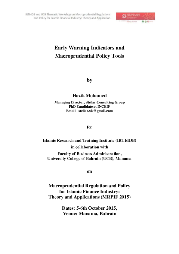 Early Warning Indicators and Macroprudential Policy Tools