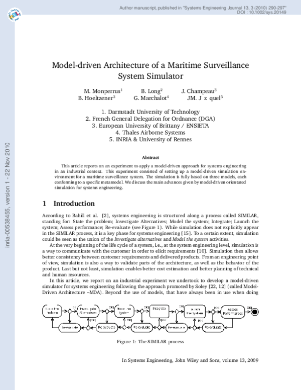 (PDF) Model-driven architecture of a maritime surveillance system simulator