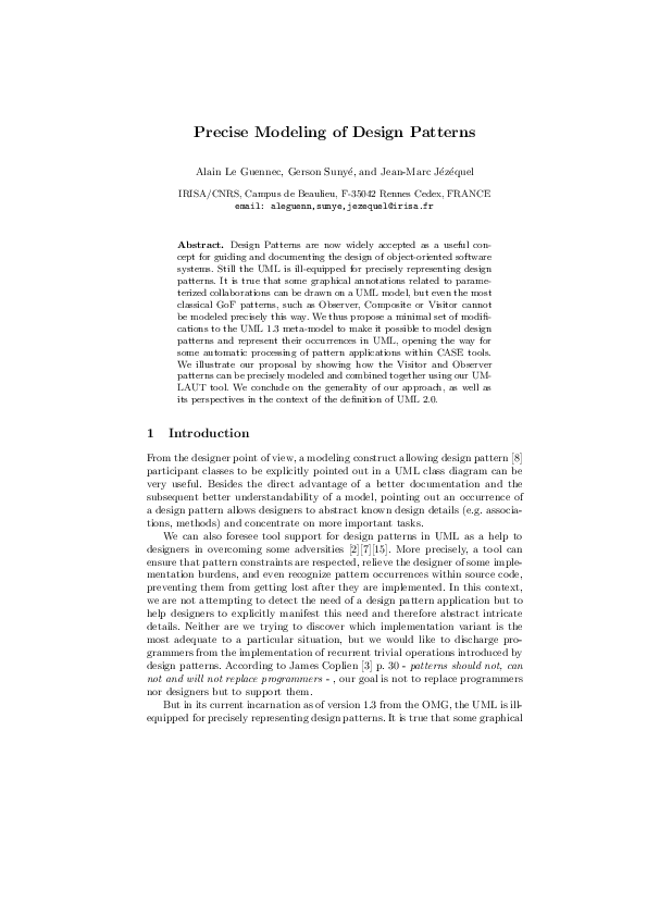 (PDF) Precise Modeling of Design Patterns