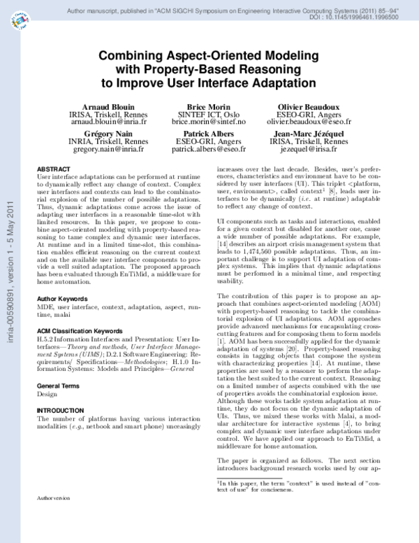 (PDF) Combining aspect-oriented modeling with property-based reasoning to improve user interface ...