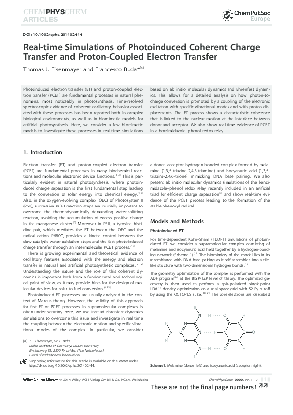 (PDF) Real-time Simulations of Photoinduced Coherent Charge Transfer ...
