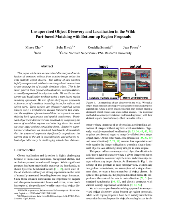 Pdf Unsupervised Object Discovery And Localization In The Wild Part Based Matching With