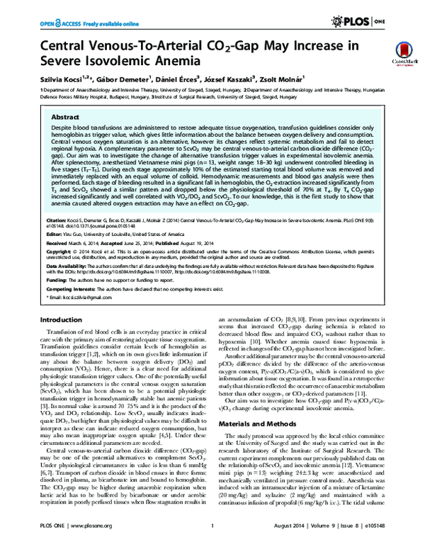 (PDF) Central venous-to-arterial CO2-gap may increase in severe ...