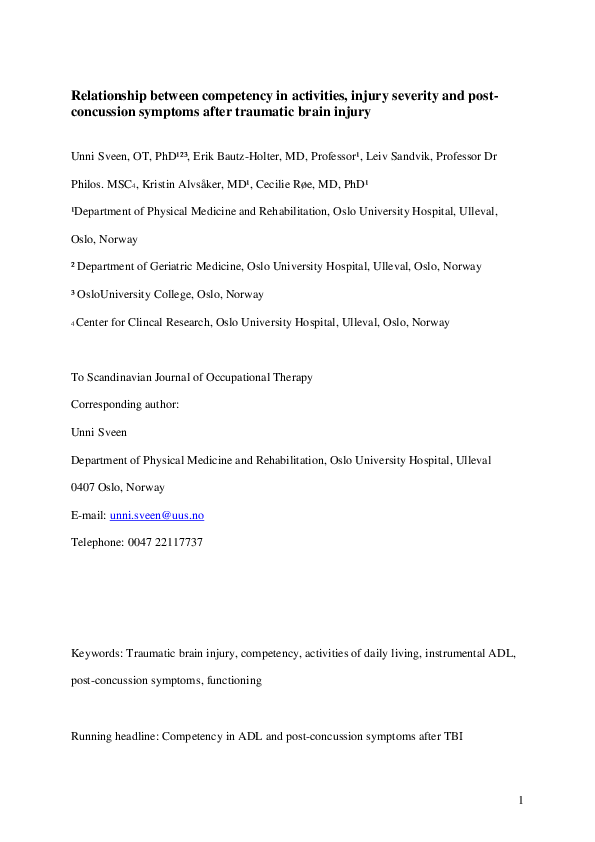 (PDF) Relationship between competency in activities, injury severity ...