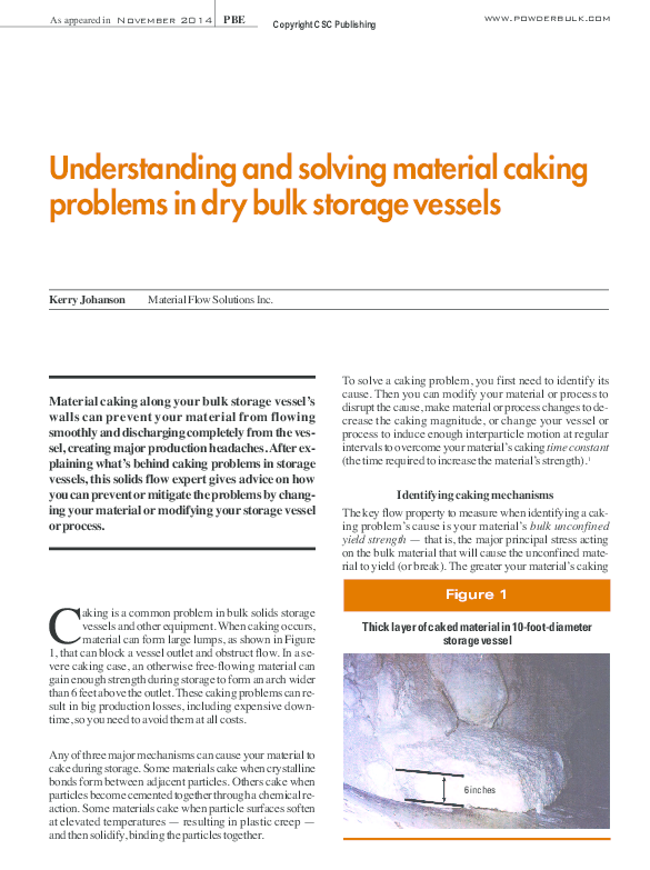 (PDF) Understanding and solving material caking problems in dry bulk ...
