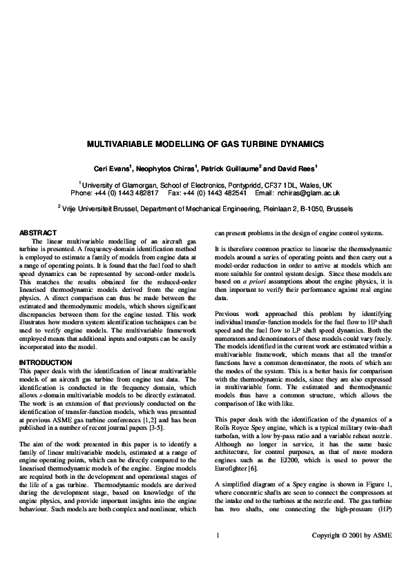 (PDF) Multivariable Modelling of Gas Turbine Dynamics