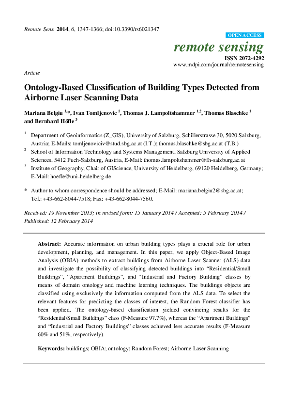 (PDF) Buildings classification from airborne LiDAR point clouds through OBIA and ontology driven ...