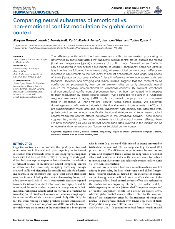 (PDF) Comparing neural substrates of emotional vs. non-emotional ...