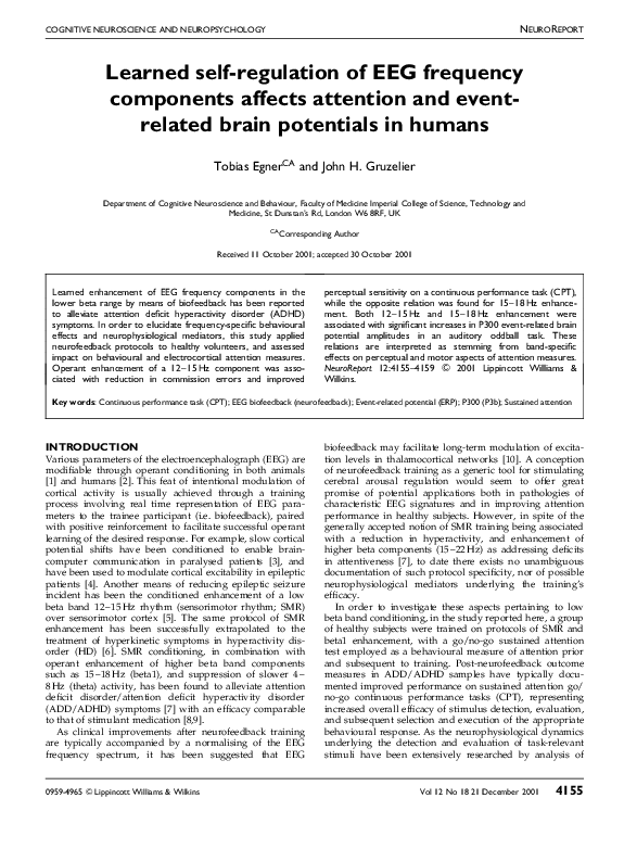 (PDF) Learned self-regulation of EEG frequency components affects ...
