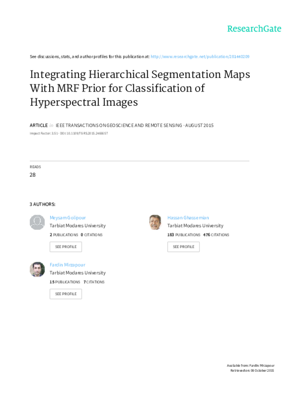 (PDF) Integrating Hierarchical Segmentation Maps with MRF Prior for Classification of ...