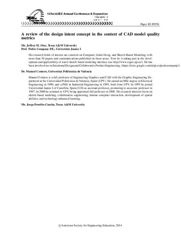 (PDF) A Review of the Design Intent Concept in the Context of CAD Model ...