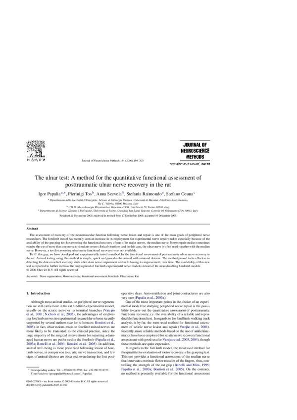 (PDF) The ulnar test: A method for the quantitative functional ...