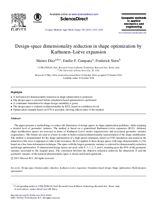 (PDF) Design-space dimensionality reduction in shape optimization by Karhunen–Loève expansion