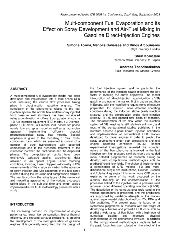 (PDF) Multi-component Fuel Evaporation and its Effect on Spray ...