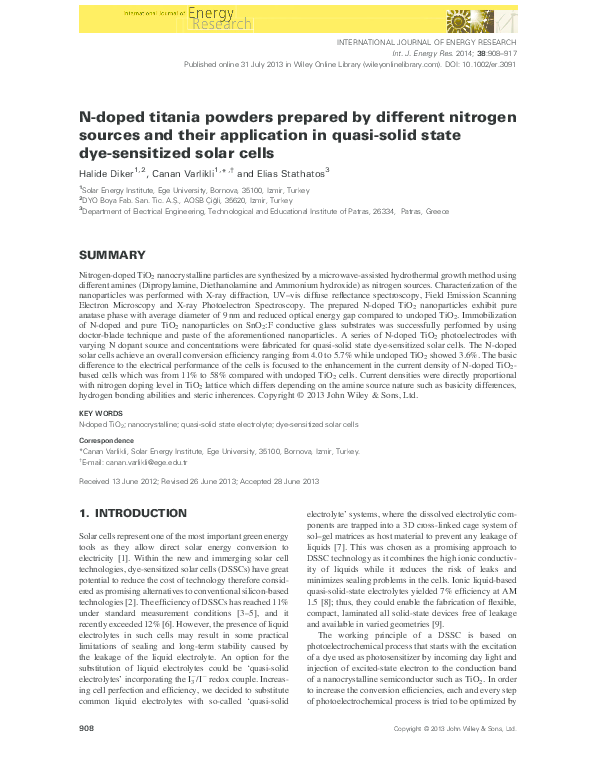 (PDF) N-doped titania powders prepared by different nitrogen sources ...