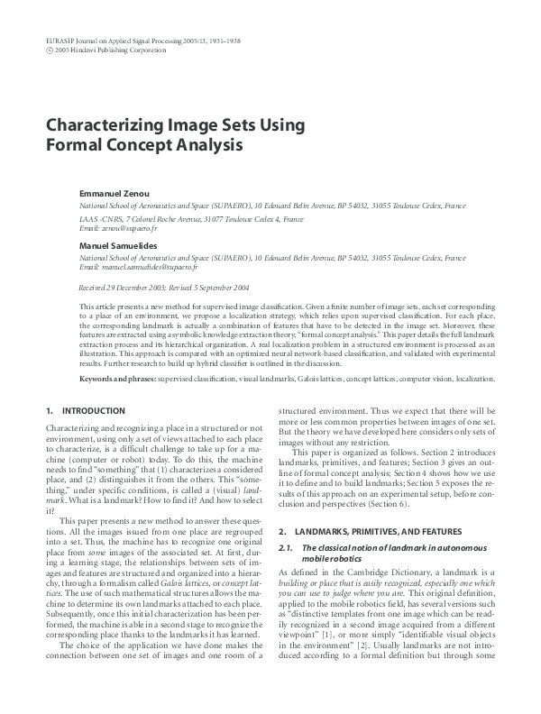(PDF) Characterizing Image Sets Using Formal Concept Analysis