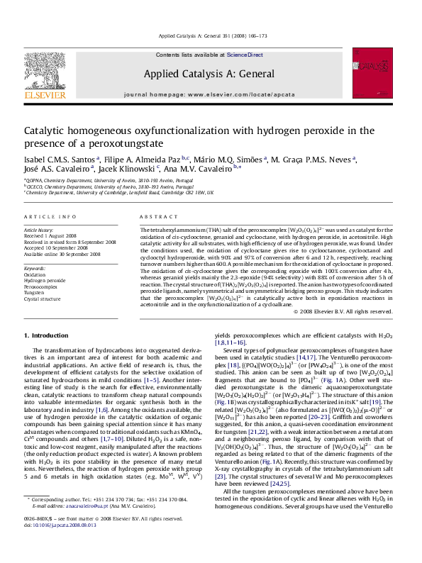 (PDF) Catalytic activity of iron-substituted polyoxotungstates in the ...