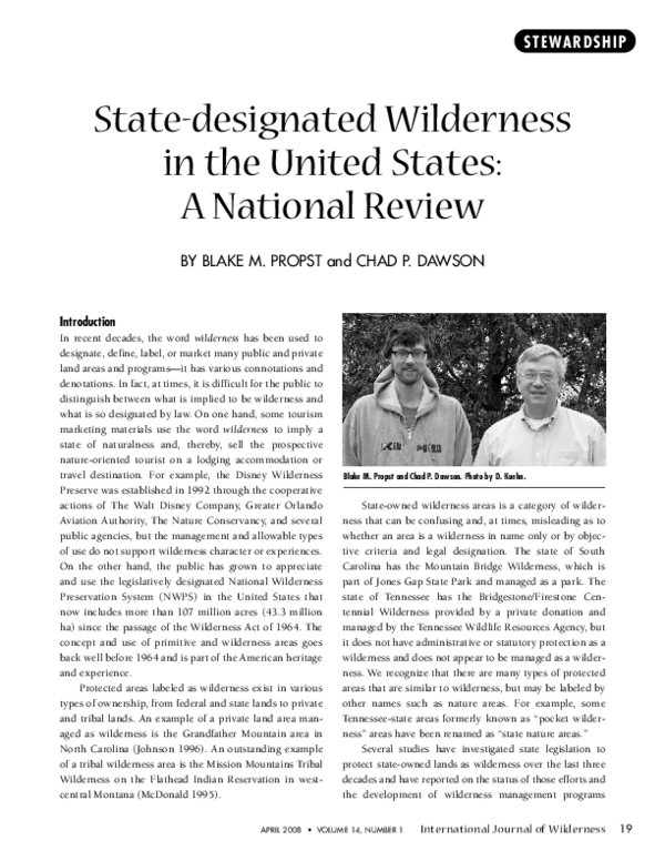 (PDF) State-designated Wilderness in the United States: AN ational Review