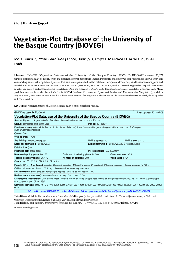 (PDF) Vegetation-Plot Database of the University of the Basque Country ...