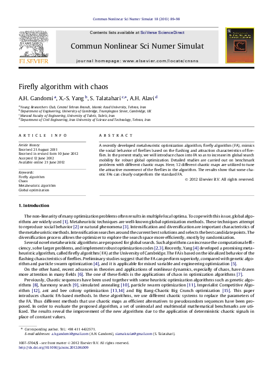 (PDF) Firefly algorithm with chaos
