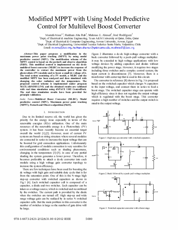 Pdf Modified Mppt With Using Model Predictive Control For Multilevel