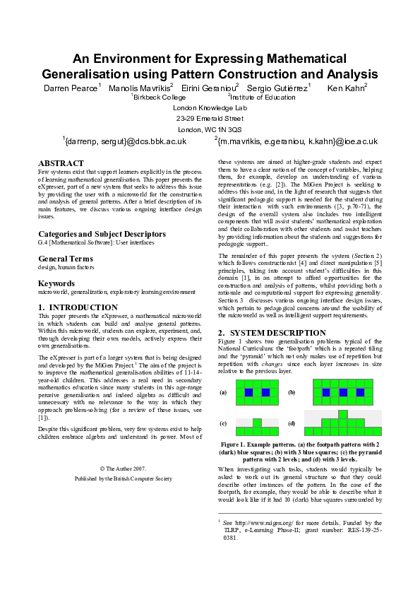 (PDF) An Environment for Expressing Mathematical Generalisation using ...