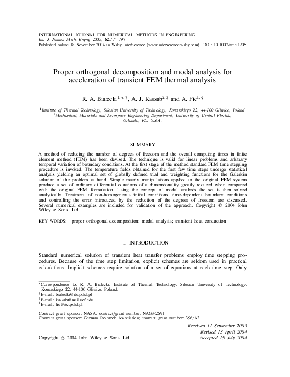 (PDF) Proper orthogonal decomposition and modal analysis for ...