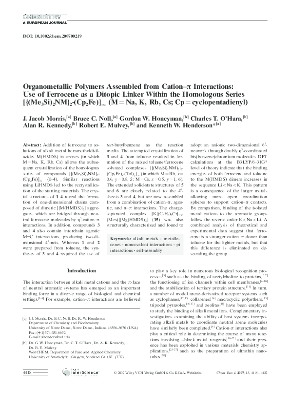 (PDF) Organometallic Polymers Assembled from Cation–π Interactions: Use ...