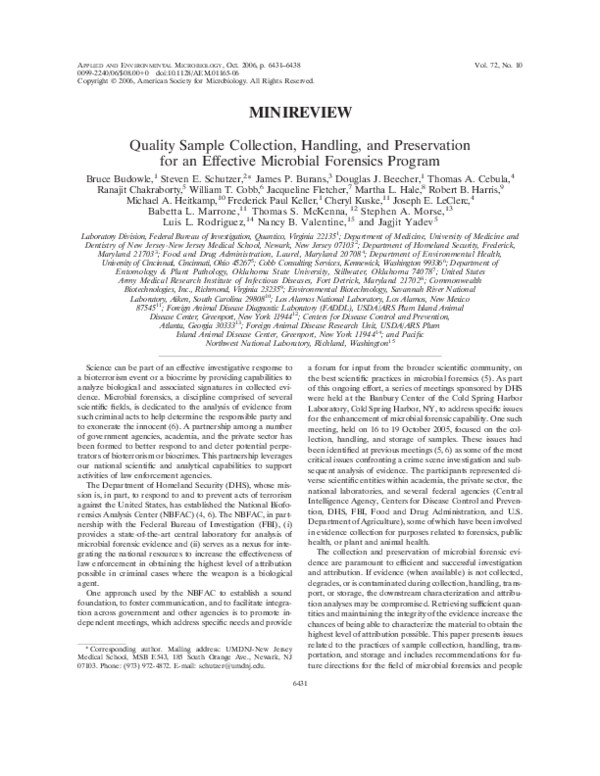 (PDF) Quality Sample Collection, Handling, and Preservation for an ...