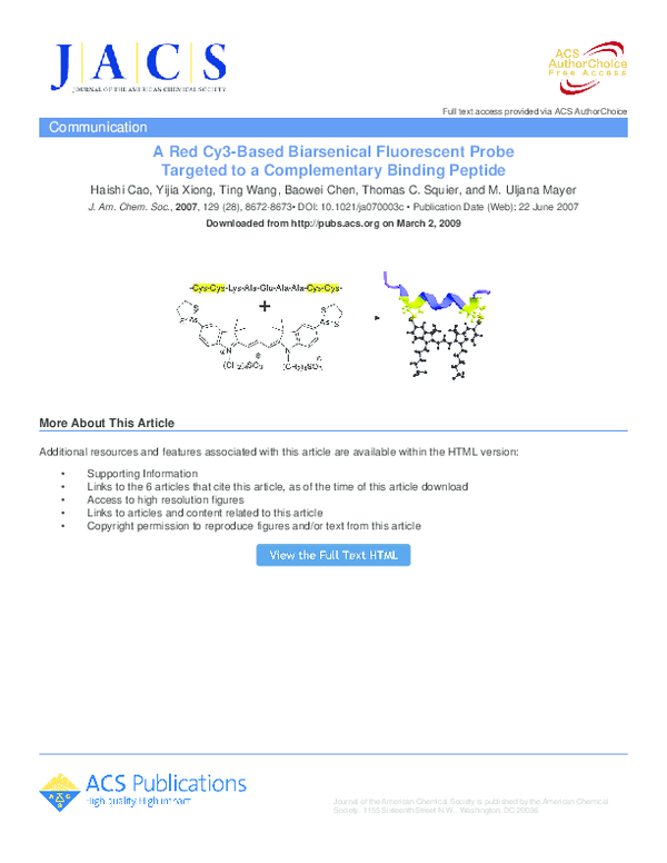 (PDF) A Red Cy3-Based Biarsenical Fluorescent Probe Targeted to a ...