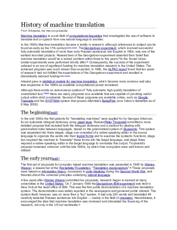 (DOC) History of machine translation