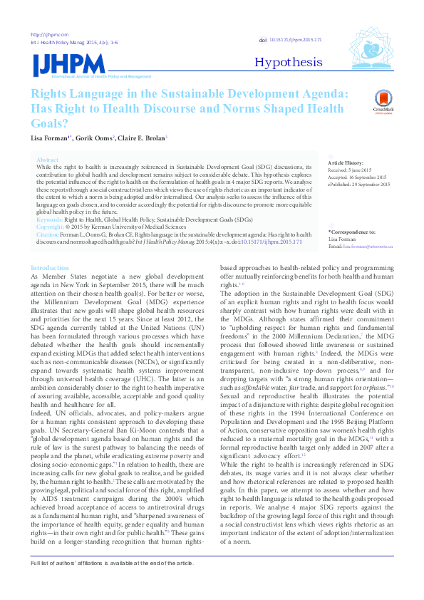 (PDF) Lisa Forman, Gorik Ooms and Claire E. Brolan, “ Rights Language ...