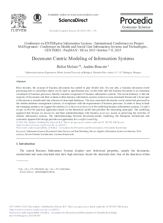 Document Centric Modeling of Information Systems
