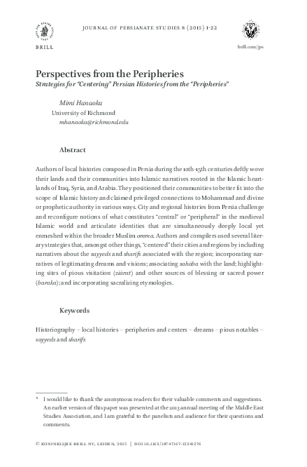 “Perspectives from the Peripheries: Strategies for ‘Centering’ Persian ...