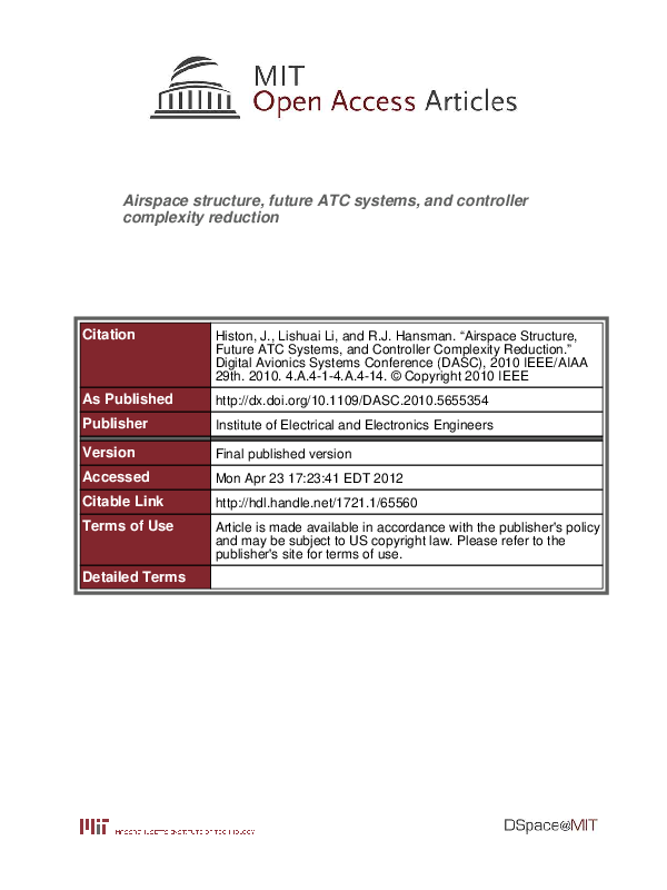 (PDF) Airspace structure, future ATC systems, and controller complexity ...