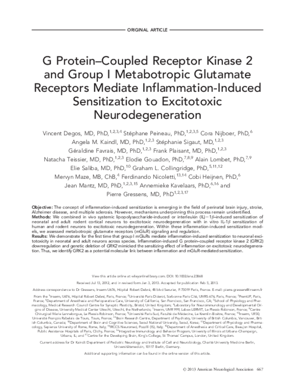 (PDF) G protein-coupled receptor kinase 2 and group I metabotropic ...