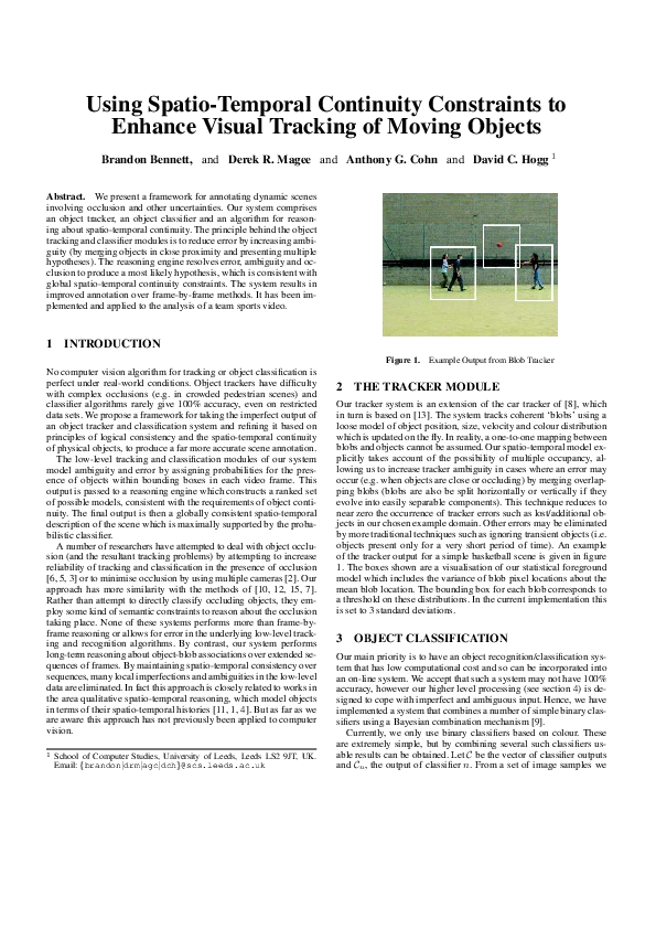 Pdf Using Spatio Temporal Continuity Constraints To Enhance Visual