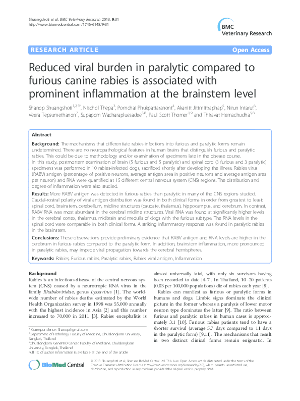(PDF) Reduced viral burden in paralytic compared to furious canine ...