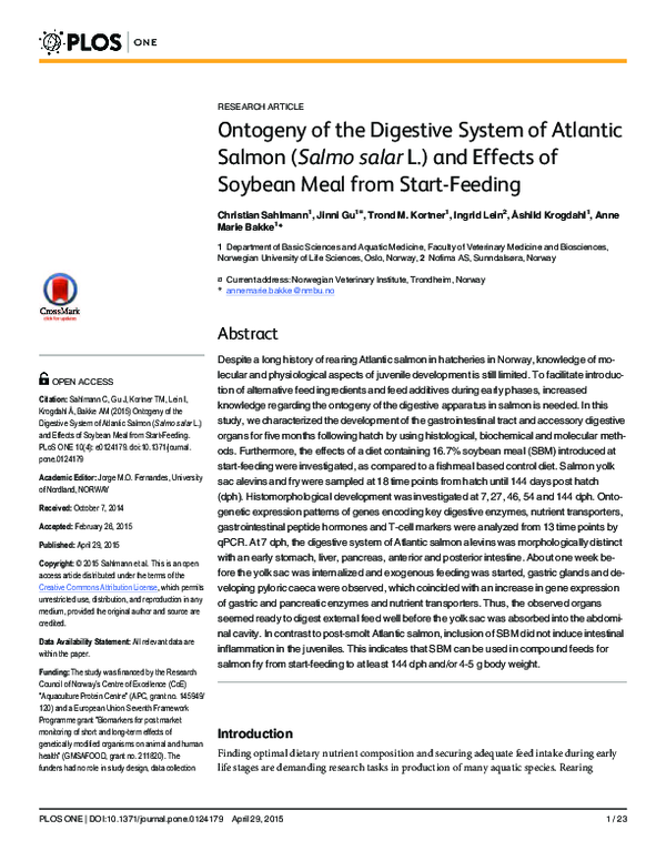 (PDF) Ontogeny of the Digestive System of Atlantic Salmon (Salmo salar ...
