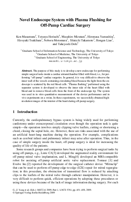 (PDF) Novel Endoscope System with Plasma Flushing for Off-Pump Cardiac ...