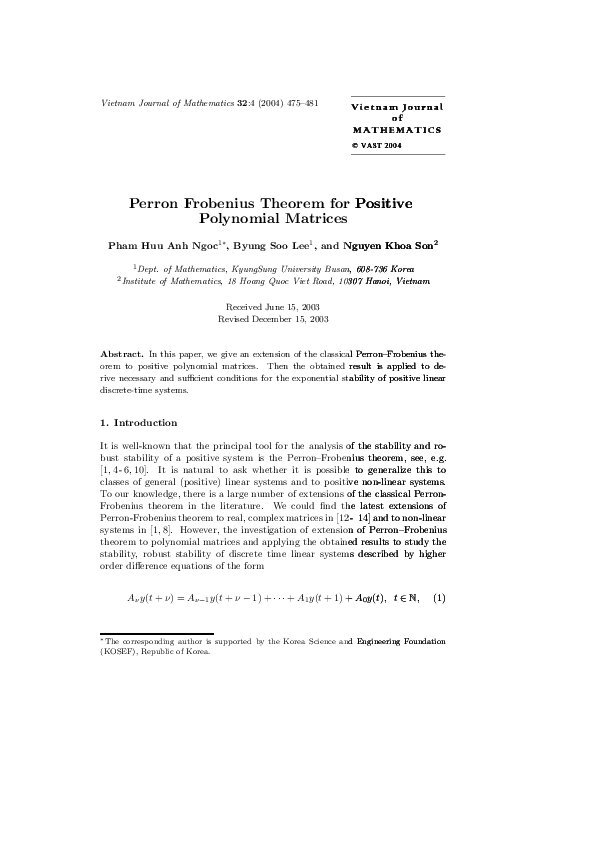 (PDF) A Perron-Frobenius theorem for positive polynomial operators in ...
