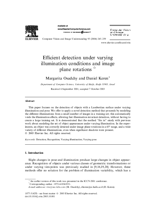(PDF) Efficient detection under varying illumination conditions and ...