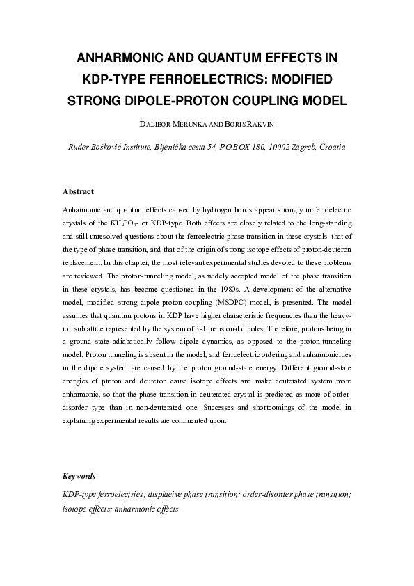 (PDF) Anharmonic and Quantum Effects in KDP-Type Ferroelectrics ...
