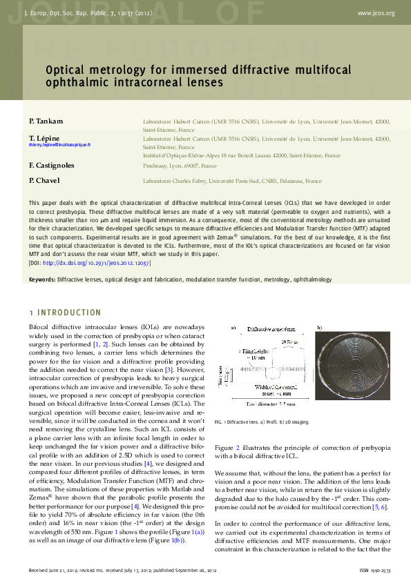 (PDF) Optical metrology for immersed diffractive multifocal ophthalmic ...