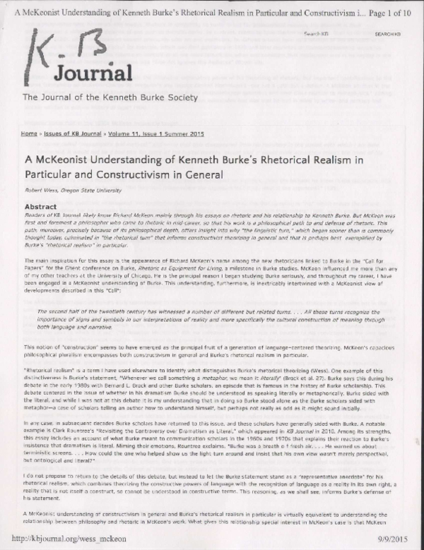 (PDF) A McKeonist Understanding of Kenneth Burke's Rhetorical Realism ...