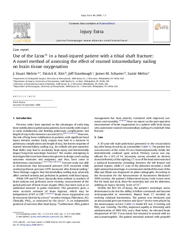 (PDF) Use of the Licox® in a head-injured patient with a tibial shaft ...