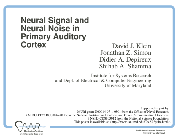 Pdf Neural Signal And Neural Noise In Primary Auditory Cortex