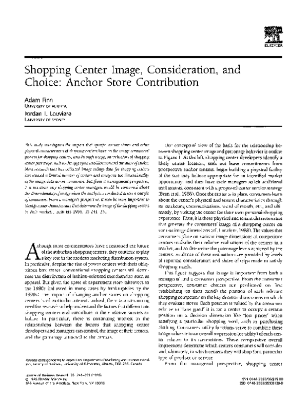 (PDF) Shopping center image, consideration, and choice: Anchor store ...
